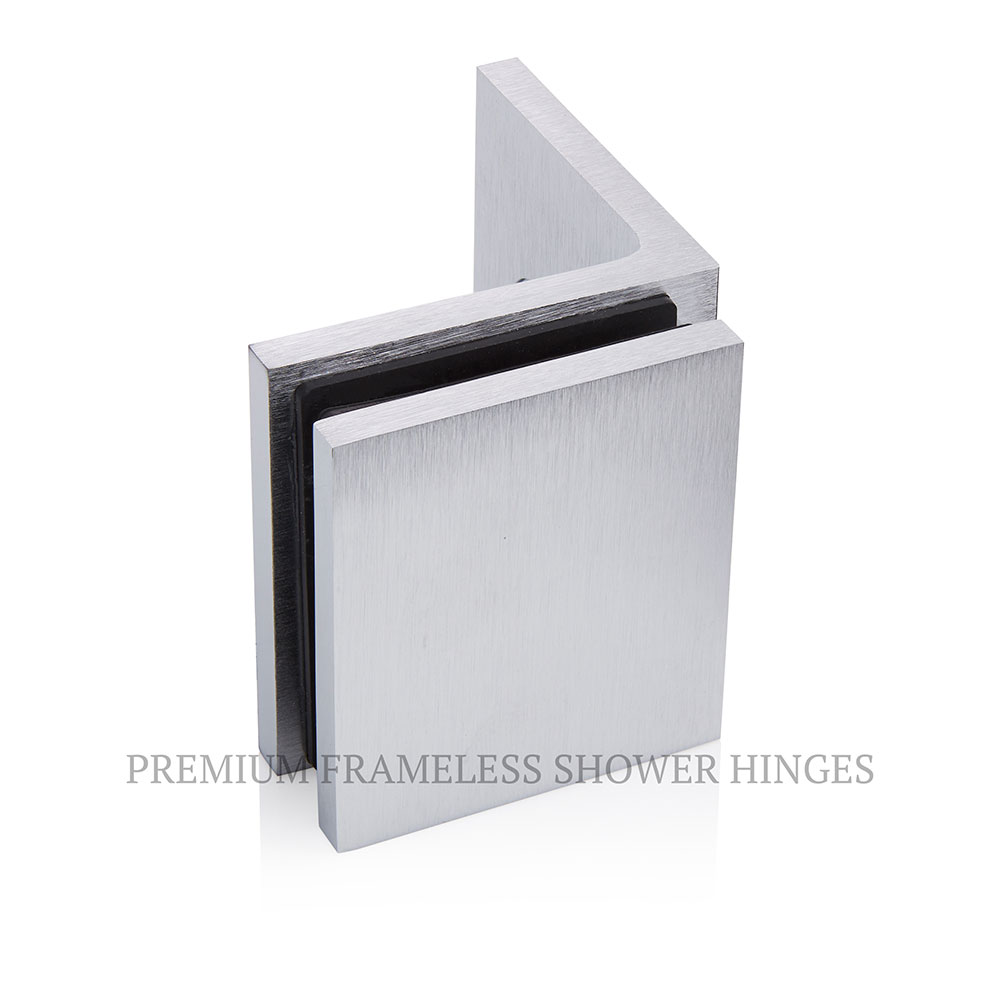 90 Degree Wall Bracket - Brushed Satin Chrome - Frameless Shower Hinges